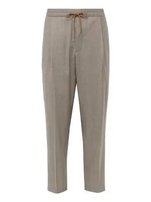 Caruso Slim-fit Pleated Wool Drawstring Trousers - Brown