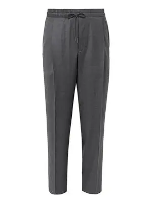 Caruso Slim-fit Pleated Wool Drawstring Trousers - Gray