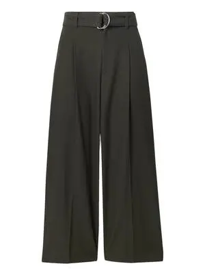 Maria Mcmanus Belted Pleated Cotton-twill Pants - Green