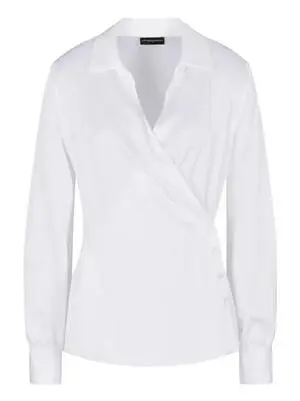Emporio Armani Satin Crêpe Wrap Shirt - White