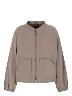 Emporio Armani Technical Cady Blouson With Logo Embroidery - Brown