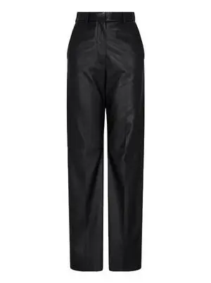Emporio Armani Lambskin Nappa Leather Palazzo Trousers - Black
