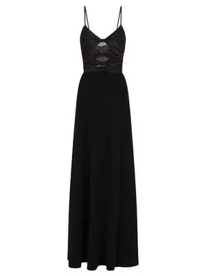 Emporio Armani Technical Cady Cut-out Dress With Jewel Detail - Black
