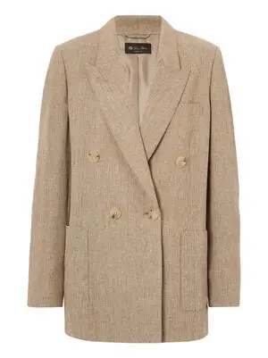 Loro Piana Double-breasted Linen Blazer - Brown