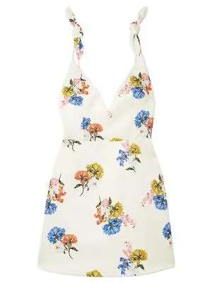 EMILIA WICKSTEAD Vero Bow-detailed Floral-print Faille Mini Dress - White
