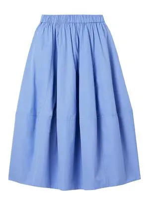 Co Paneled Cotton-poplin Midi Skirt - Blue