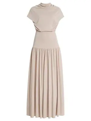 KALLMEYER KALLMEYER Victoria Draped Jersey Midi Dress Grey