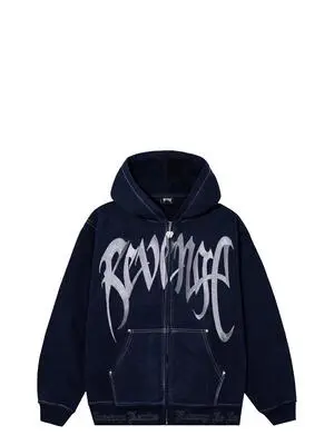 REVENGE Embroidered Zip-up Hoodie - Blue