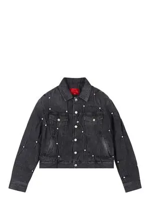 KUSIKOHC Multi Rivet Denim Padded Jacket - Black