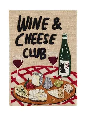 OLYMPIA LE-TAN Wine And Cheese Club Cotton-Blend Clutch Bag Champagne