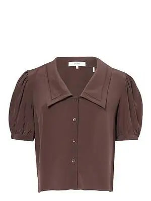 FRAME The Sailor Silk Blouse - Coffee