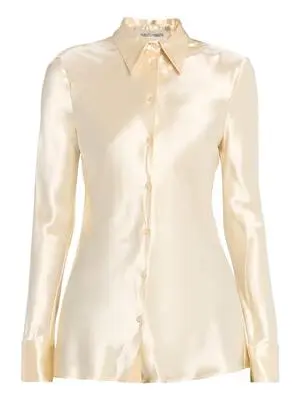 Alberta Ferretti Satin Button-front Blouse - Ivory