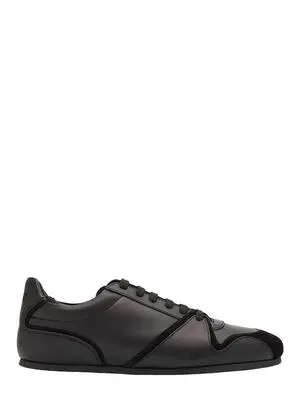 Moschino Leather And Suede Low-top Sneakers - Black