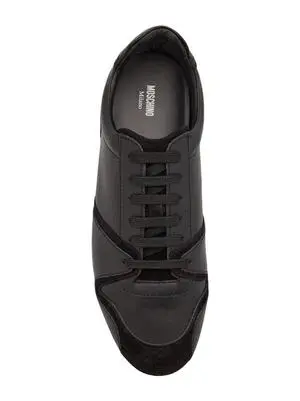 Moschino Leather And Suede Low-top Sneakers - Black