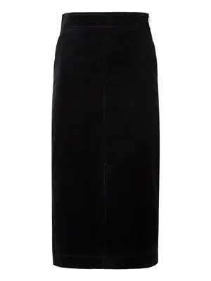 Akris Cotton Corduroy Midi Skirt - Black