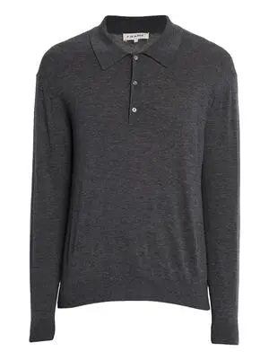 FRAME Superfine Wool And Cashmere Polo Sweater - Grey Melange