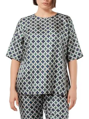 Marina Rinaldi Spoleto Short Sleeve Silk Top - Midnight Blue