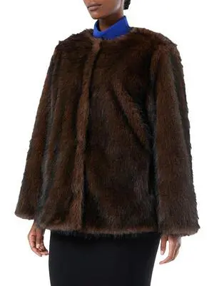 Marina Rinaldi Eccesso Faux-fur Coat - Chocolate