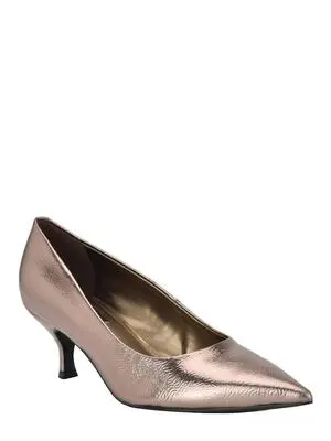 Nine West Sisko Pointed Toe Kitten Heel Pumps - Bronze
