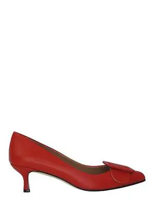 ANDREA CARRANO Pointed Toe Kitten Heel Pumps - Red-orange