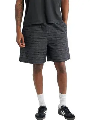 Carhartt Work In Progress Cotton Jacquard Shorts - Gellar Strip/black Rinsed