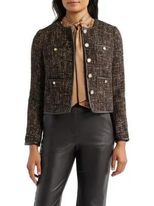 Anne Klein Tweed Jacket - Deep Mahogany Multi