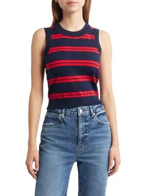 French Connection Padma Stripe Sweater Tank - Hstr Strp Royal Blue