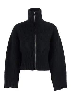 Attico Wool And Cashmere Blend Cardigan - Black
