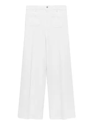 Mango Patch Pocket High-waist Wide-leg Jeans - White