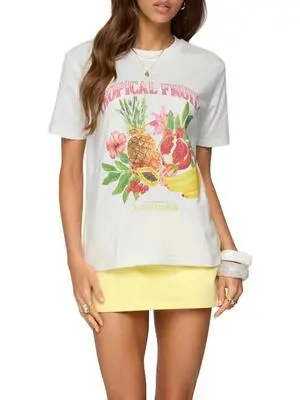 EDIKTED Tropical Fruits Graphic T-shirt - White