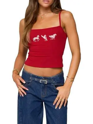EDIKTED Graphic Crop Camisole - Red