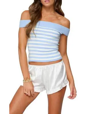 EDIKTED Striped Knit Top - Light-blue