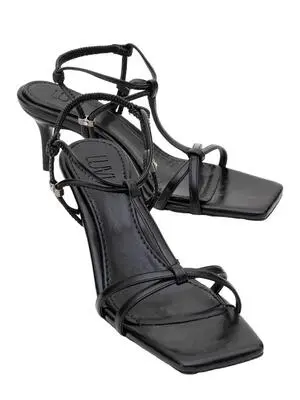 PROLOGUE SHOES Gibson Stiletto Sandals Black Faux Leather