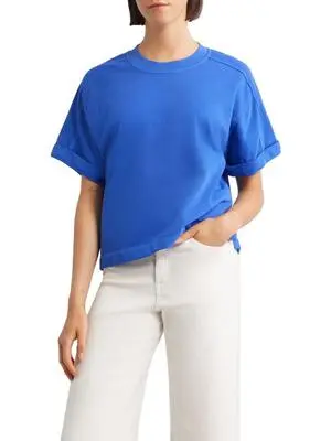 CITY BLUES Boxy Short Sleeve Sweatshirt - Royal Blue