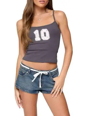 EDIKTED Stretch Cotton Camisole With Patches - Dark-gray