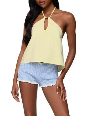 EDIKTED Oliviana Cotton Halter Top - Yellow