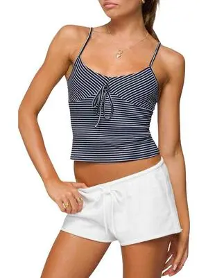 EDIKTED Tova Stripe Stretch Cotton Camisole - Navy-and-white