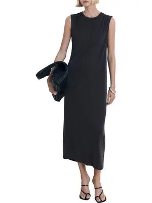 Mango Ruched Sleeveless Maxi Dress - Charcoal