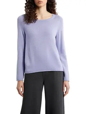 Eileen Fisher Bateau Neck Cotton Blend Sweater - Plumeria