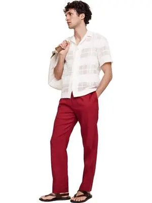 Banana Republic Italian Linen-cotton Pull-on Pant - Deep Red