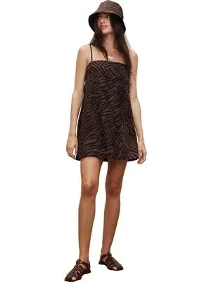 Banana Republic Linen Mini Dress - Brown Zebra Print