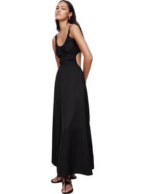 Banana Republic Viscose-linen Cut-out Maxi Dress - Black