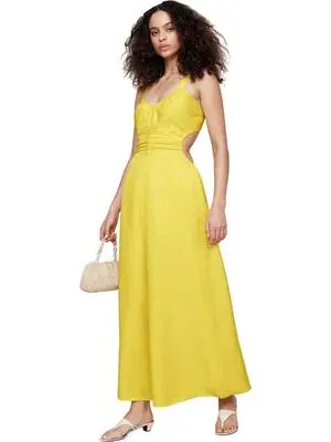 Banana Republic Viscose-linen Cut-out Maxi Dress - Citrus Season Yellow
