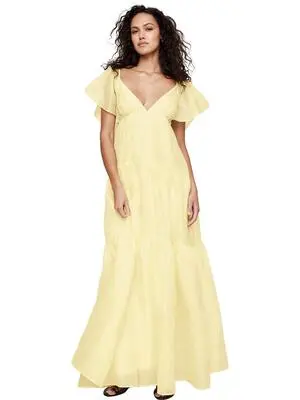 Banana Republic Linen-silk Tiered Maxi Dress - Calm Yellow