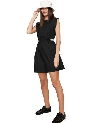 Banana Republic Cotton Poplin Cinch-waist Mini Dress - Black