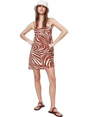 Banana Republic Linen Mini Dress - Brown Zebra Print