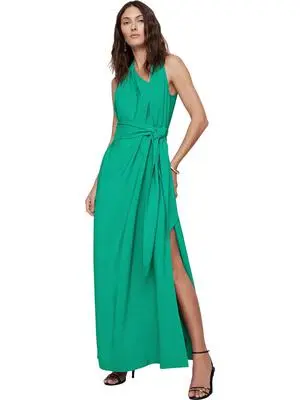 Banana Republic Stretch-crepe Maxi Dress - Green Emerald Pool