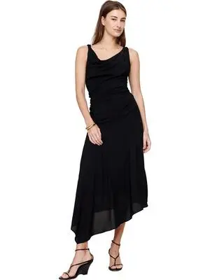 Banana Republic Crepe Twist-shoulder Dress - Black