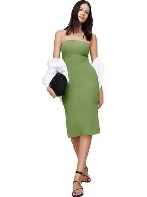 Banana Republic Sculpted Ribbed Strapless Dress - Jungle Fern Green
