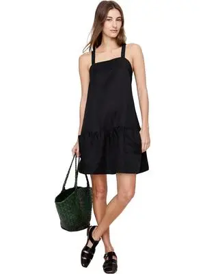 Banana Republic Viscose-linen Flounce-hem Mini Dress - Black